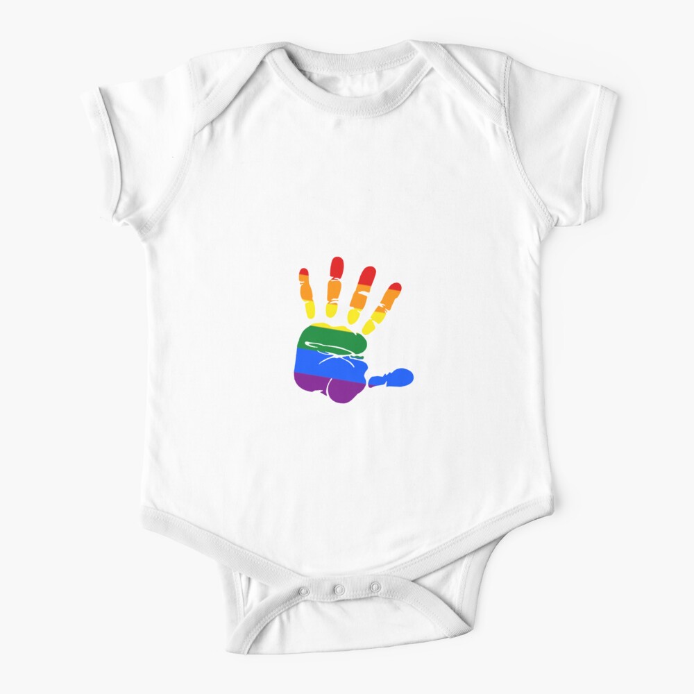 "Rainbow pride flag handprint" Baby One-Piece for Sale by qlobba ...