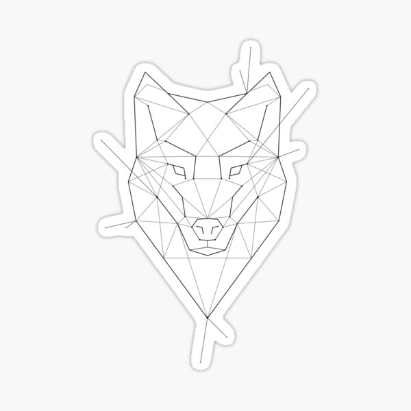 "Wolf wire-frame (black lines)" Sticker by TheSilentBadger | Redbubble