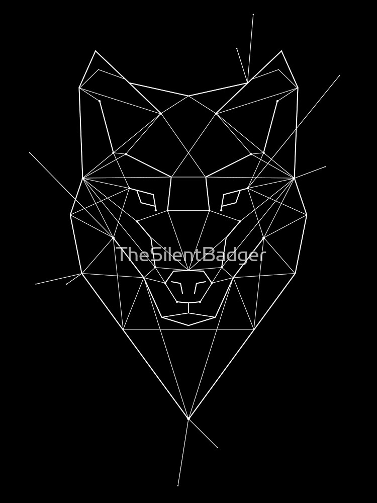 "Wolf wire-frame (white lines)" by TheSilentBadger | Redbubble
