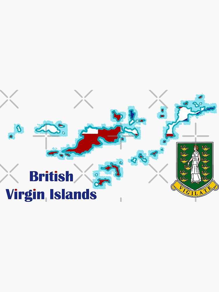 "British Virgin Islands BVI Map with Flag" Sticker for Sale by ...