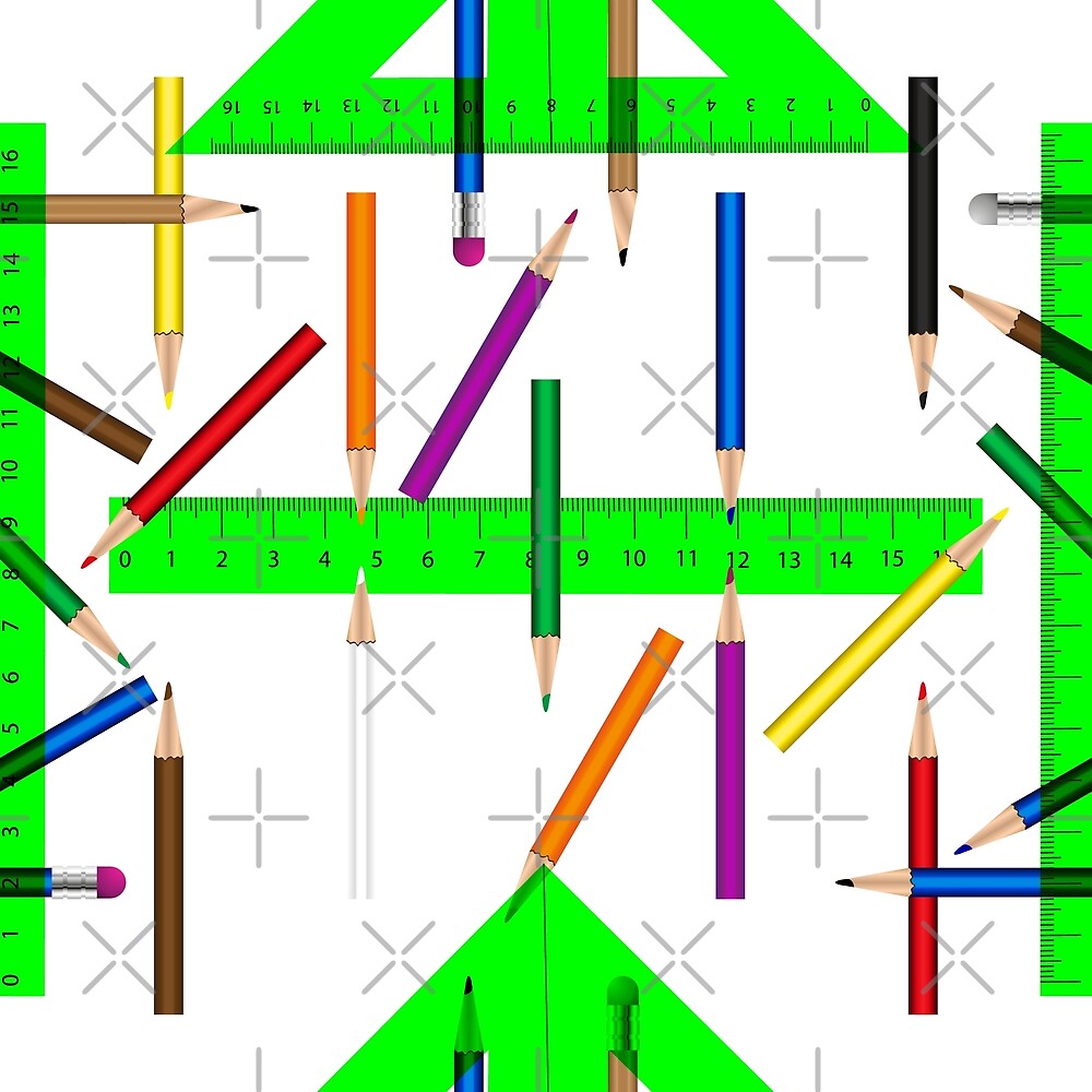 "School objects vector seamless pattern" by Danler | Redbubble