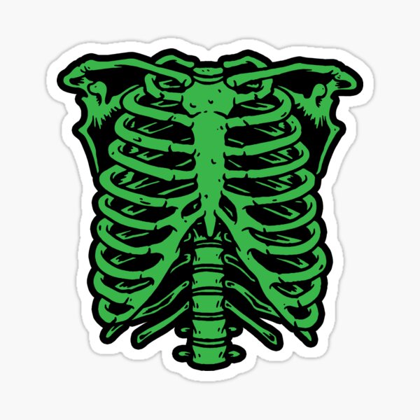 "Spooky Ribcage Skeleton Neon Green" Sticker for Sale by RetroGear ...