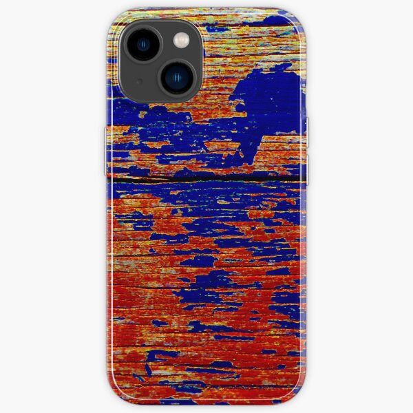 "Wood Planks in Bright Blue and Orange - Horizontal" iPhone Case for ...