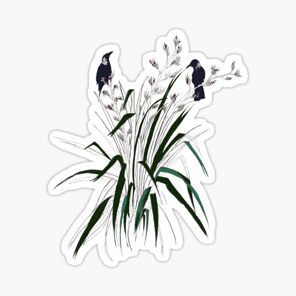 "'Harakeke' Flax with Tui" Sticker for Sale by Felicity Mehrtens ...