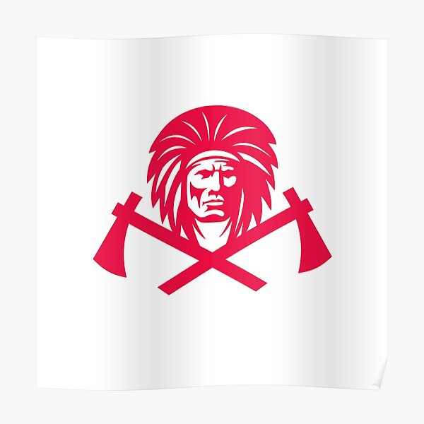 "Native American Crossed Tomahawk Mascot" Poster by patrimonio | Redbubble