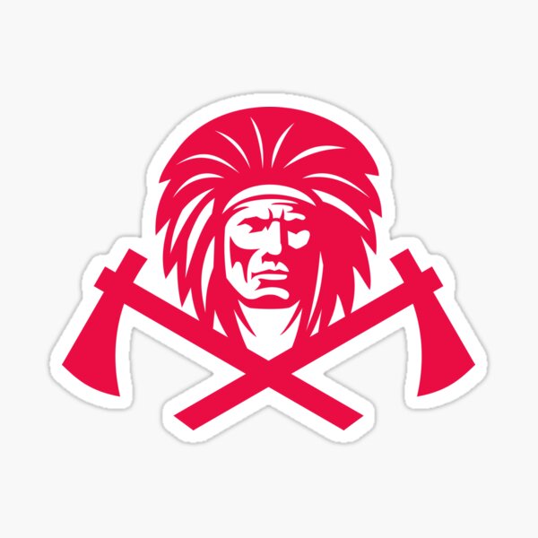 "Native American Crossed Tomahawk Mascot" Sticker for Sale by ...