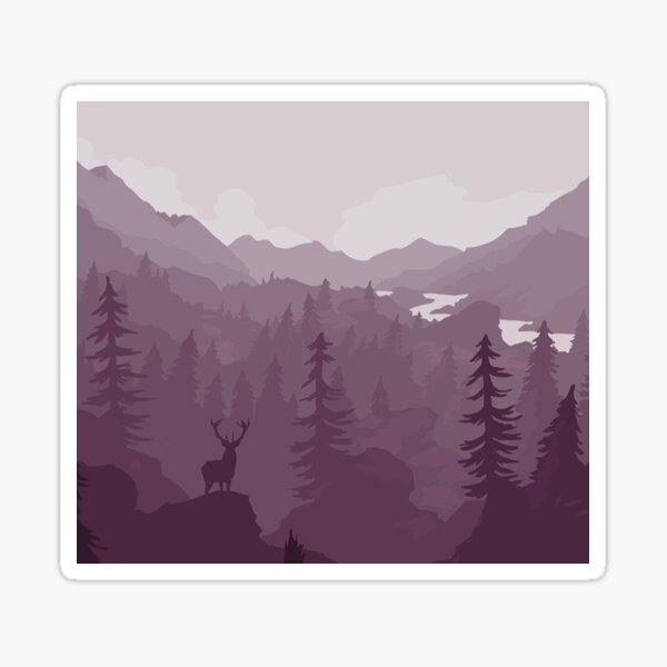 "Firewatch Purple Scenery" Sticker for Sale by inkblottings | Redbubble
