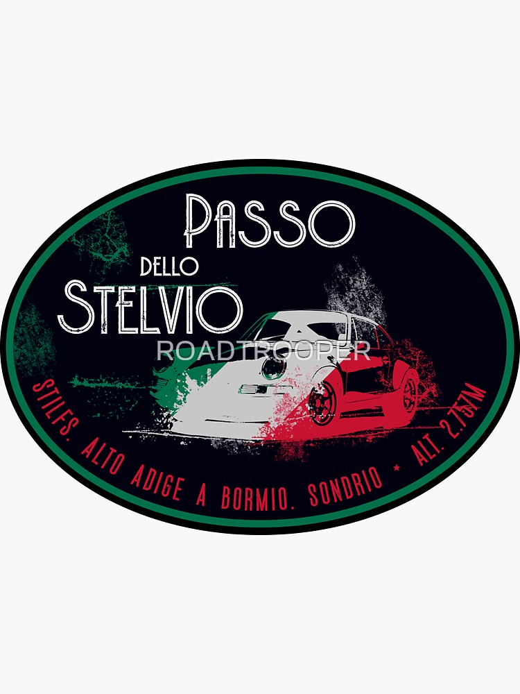 "Stelvio Pass Italy Classic Car T-Shirt + Sticker" Sticker by ...