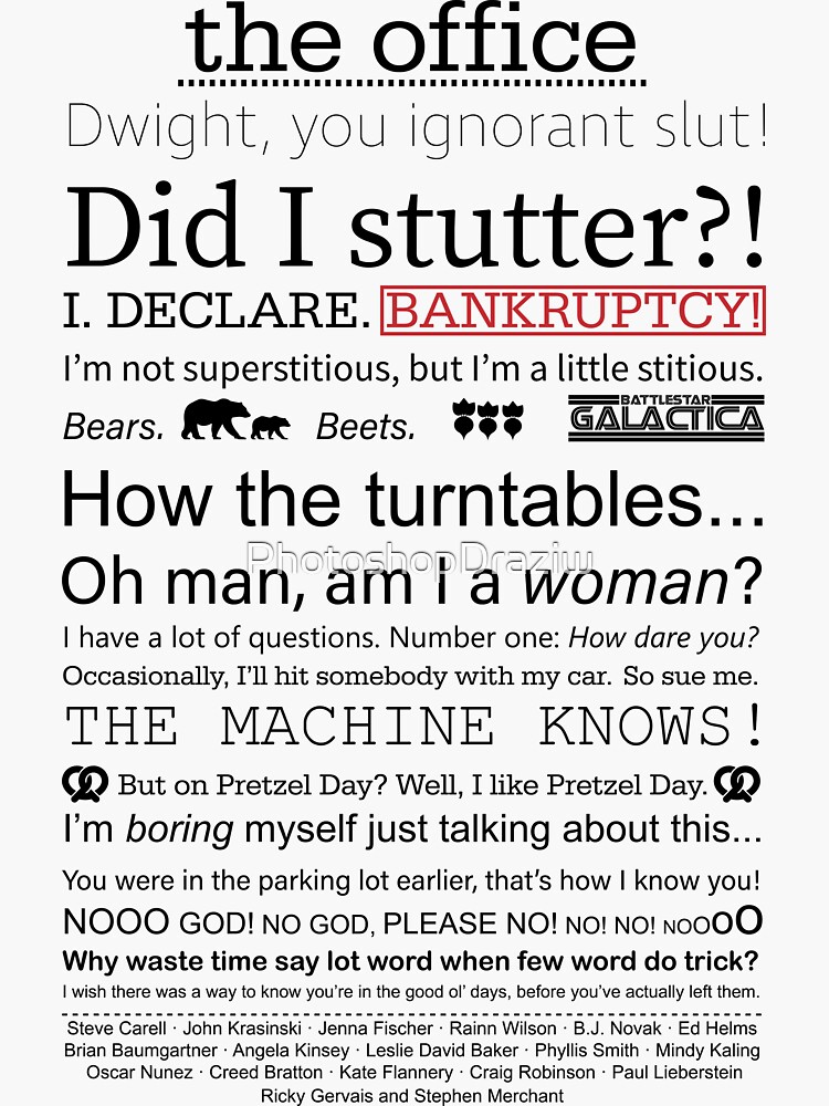 "THE OFFICE US - QUOTES" Sticker by PhotoshopDraziw | Redbubble
