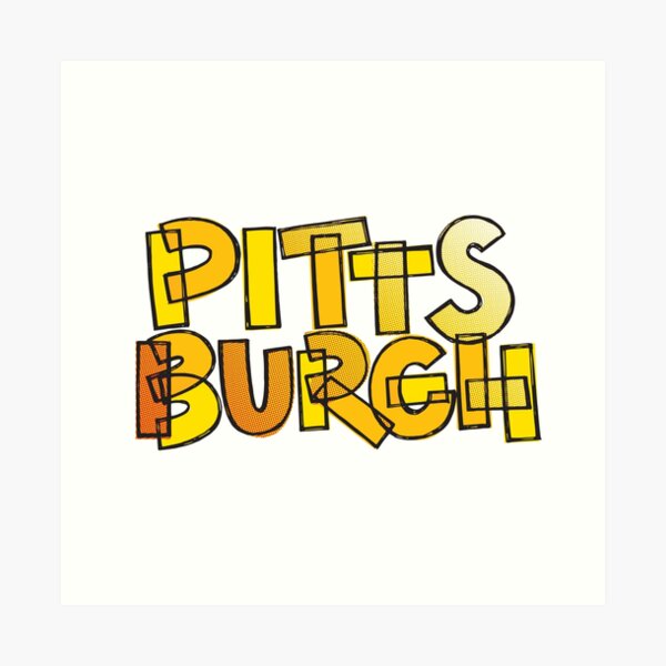 "Pittsburgh Black and Yellow Chunky Lettering" Art Print by ...