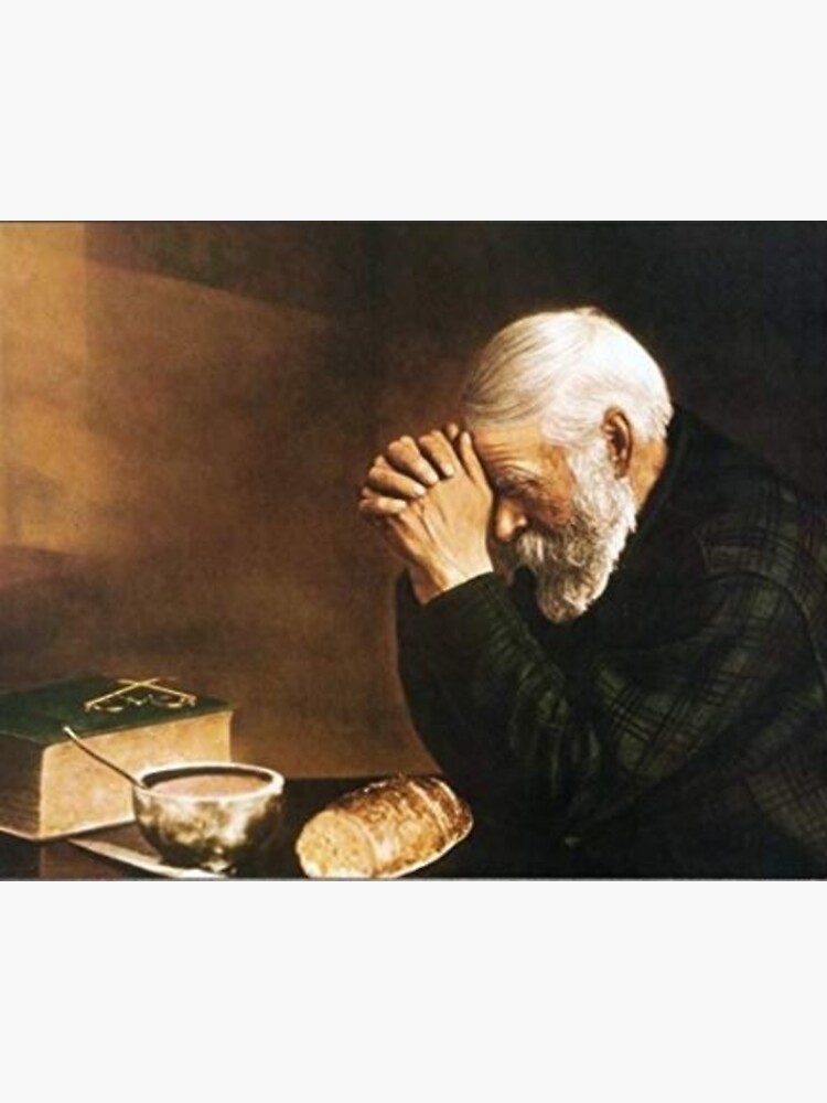 "Grace Old Man Praying Over Bread Eric Enstrom" Sticker by ...