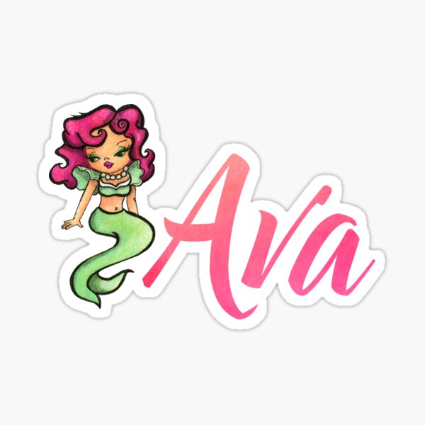 "Ava with Vintage Mermaid" Sticker for Sale by ComicKitsch | Redbubble