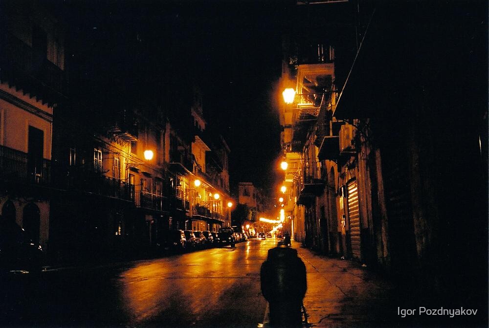"A Street view in Palermo at Night. Sicily, Italy" by Igor Pozdnyakov ...