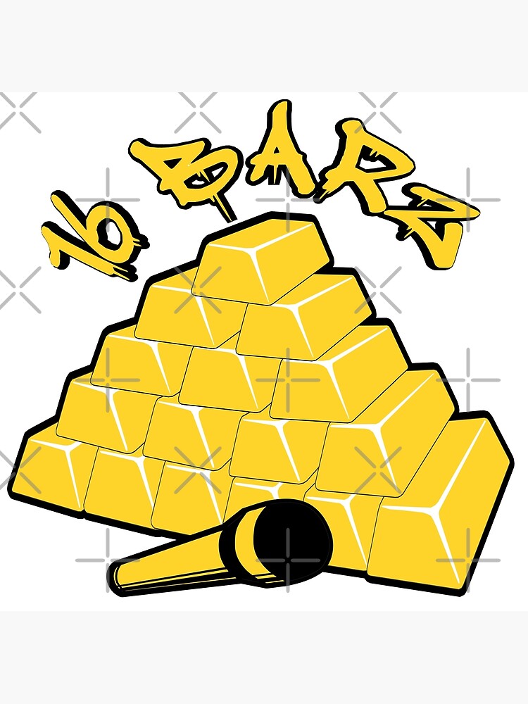 "16 Barz Gold Bars Rap Design" Art Print for Sale by EthosWear | Redbubble
