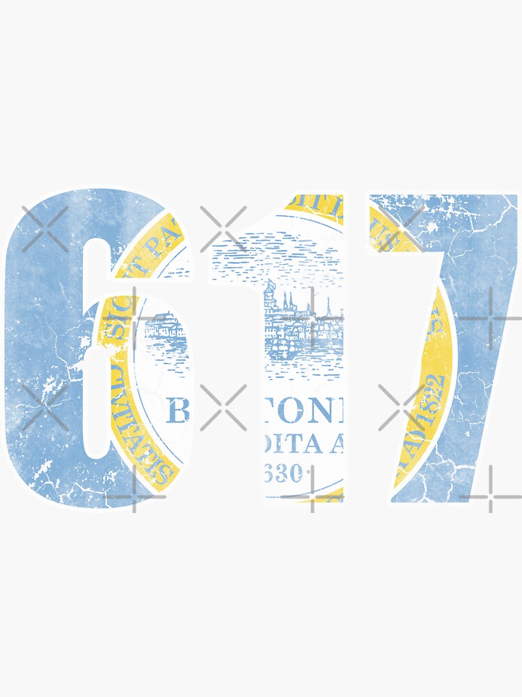 "Boston Flag Area Code 617" Sticker by frittata | Redbubble