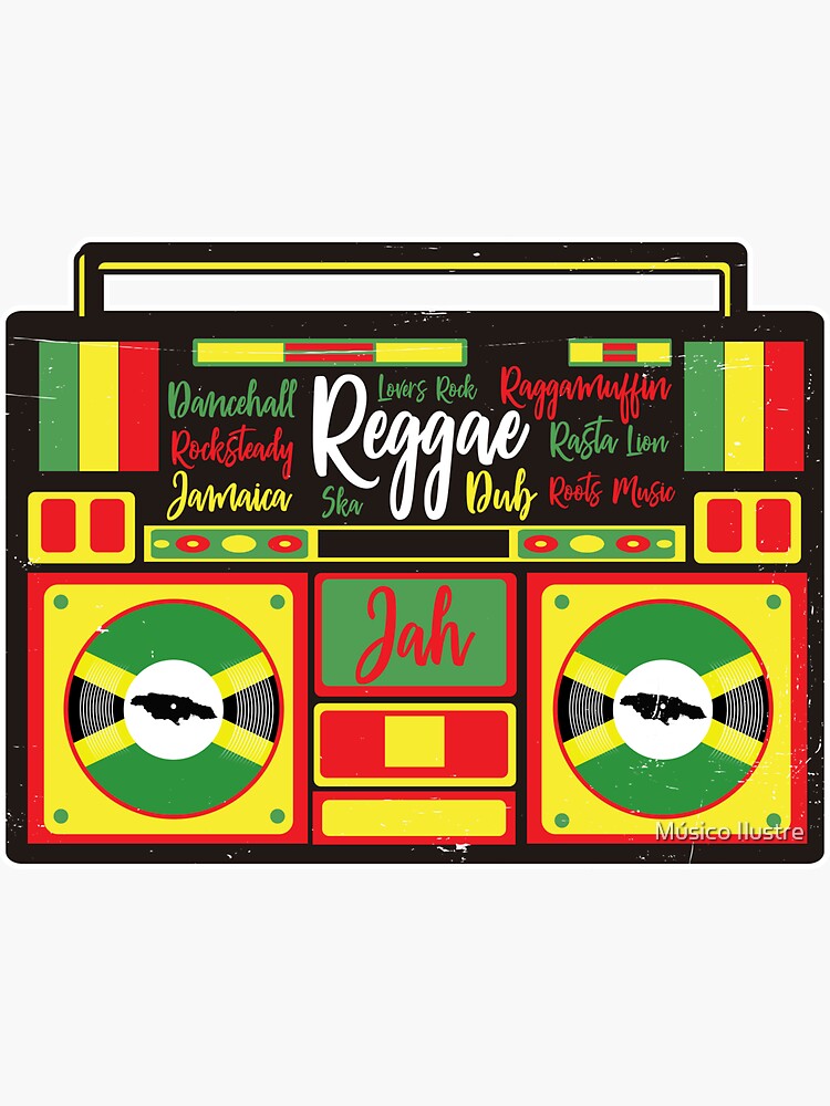 "Reggae Music Roots Boombox Vintage" Sticker for Sale by Músico Ilustre ...