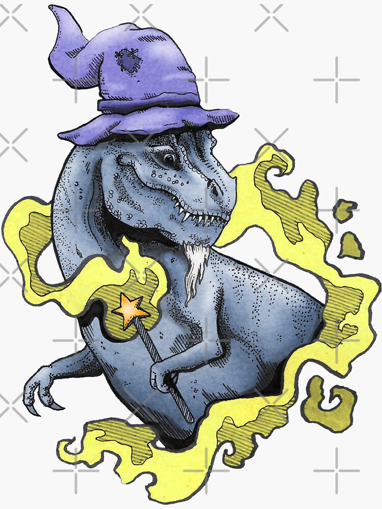 "T-Rex Wizard" Sticker by atropaia | Redbubble