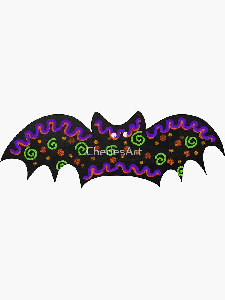 "Halloween Bat Chalk Art Sticker" Sticker by CheriesArt | Redbubble