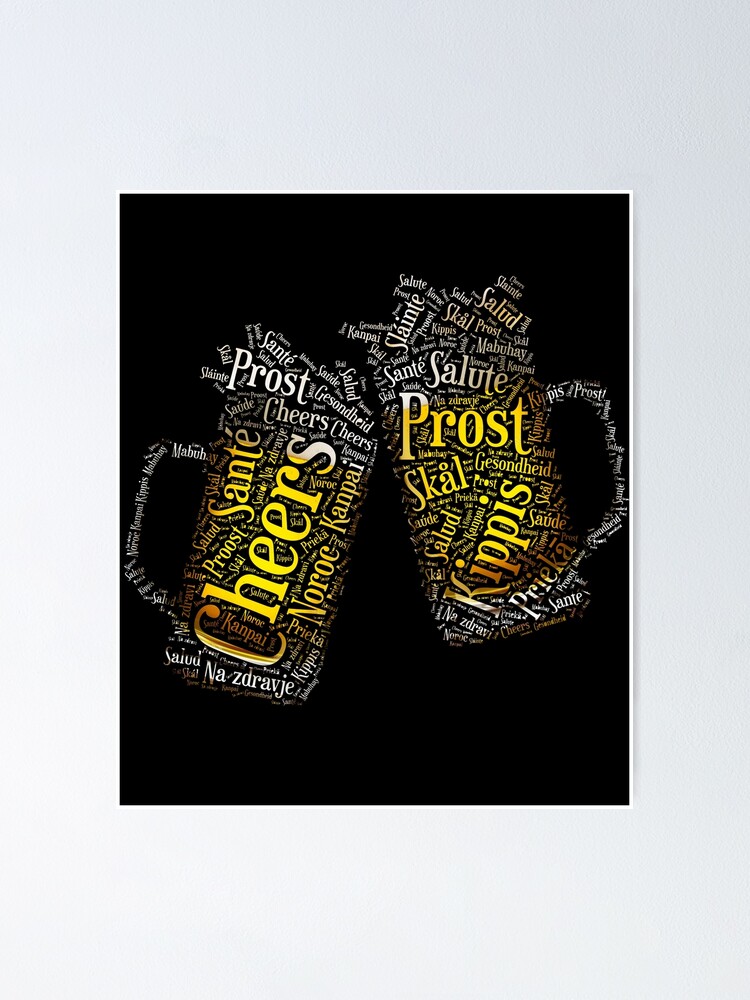 "Prost (Cheers) Oktoberfest Beer Mugs" Poster for Sale by kattikki ...
