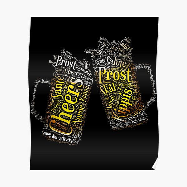 "Prost (Cheers) Oktoberfest Beer Mugs" Poster for Sale by kattikki ...