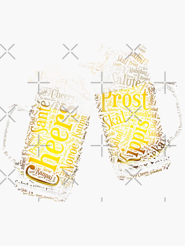"Prost (Cheers) Oktoberfest Beer Mugs" Sticker for Sale by kattikki ...