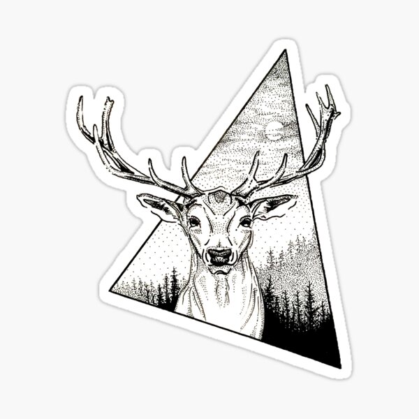 "Minimal Deer, Geometric Stippling Design" Sticker by Lukehartung ...