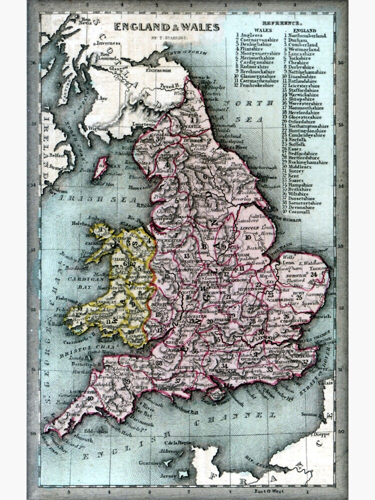 "1835 Map of England and Wales" Sticker for Sale by historicimage ...