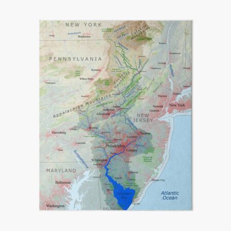 "Delaware River Watershed Map - Labeled" Art Board Print by kmusser ...