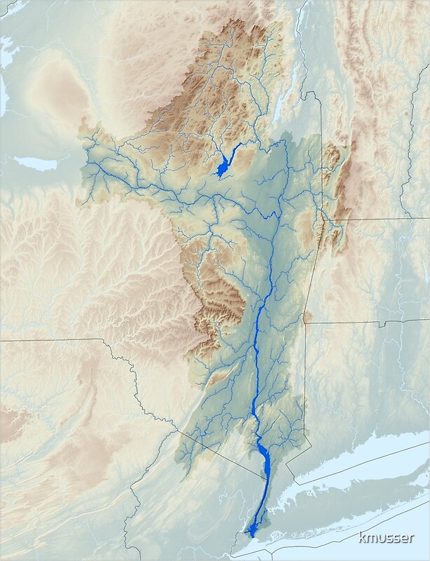 "Hudson River Watershed Map - Raw Landscape" by kmusser | Redbubble