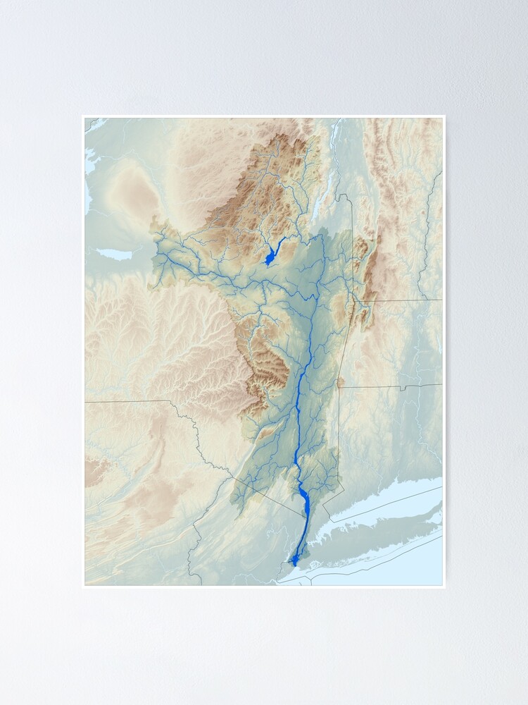 "Hudson River Watershed Map - Raw Landscape" Poster by kmusser | Redbubble