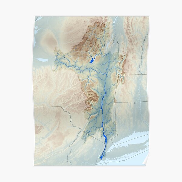 "Hudson River Watershed Map - Raw Landscape" Poster by kmusser | Redbubble