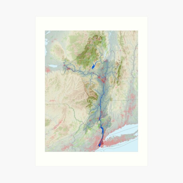 "Hudson River Watershed Map - Modified Landscape" Art Print for Sale by ...
