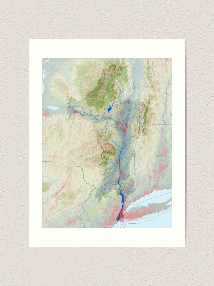 "Hudson River Watershed Map - Modified Landscape" Art Print for Sale by ...
