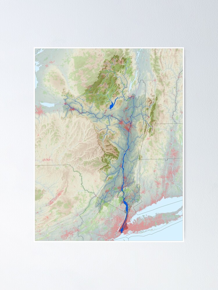 Póster «Mapa de la cuenca del río Hudson - Paisaje modificado» de ...