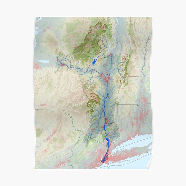 Póster «Mapa de la cuenca del río Hudson - Paisaje modificado» de ...