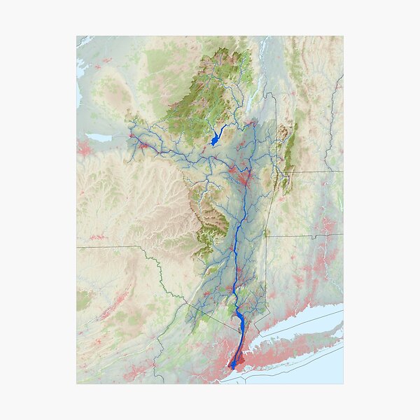 "Hudson River Watershed Map - Modified Landscape" Photographic Print by ...