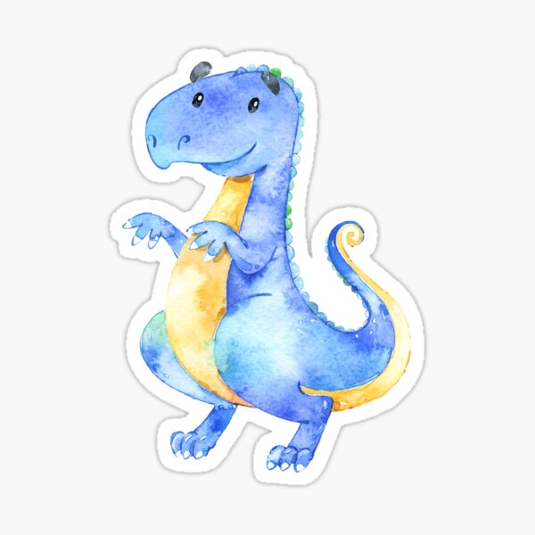 "Blue Watercolor Dinosaur" Sticker for Sale by madtoyman | Redbubble