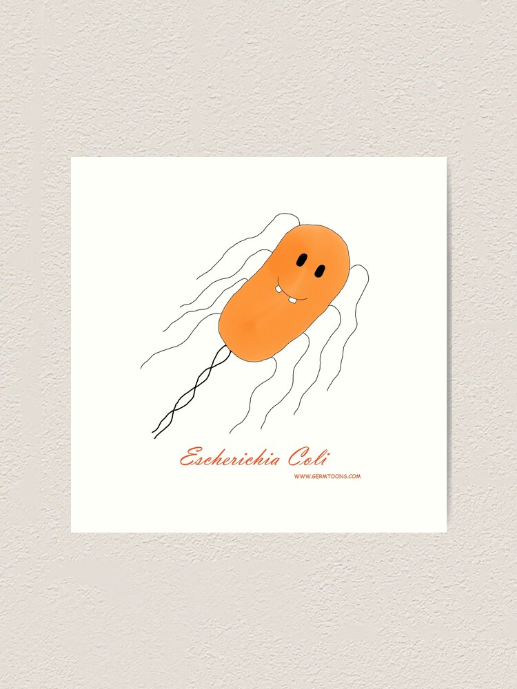 "E. Coli - Cartoon Escherichia Coli Bacterium" Art Print by MATAL ...