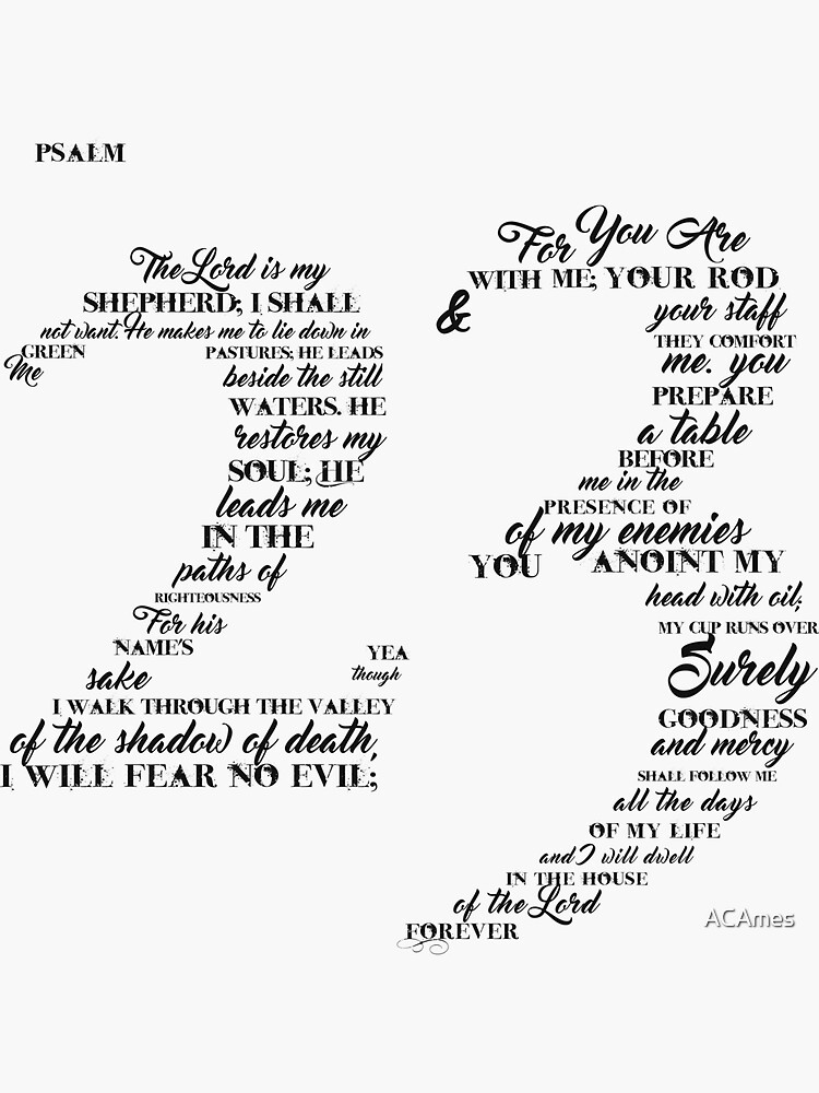 "Psalm 23 Typography" Sticker by ACAmes | Redbubble