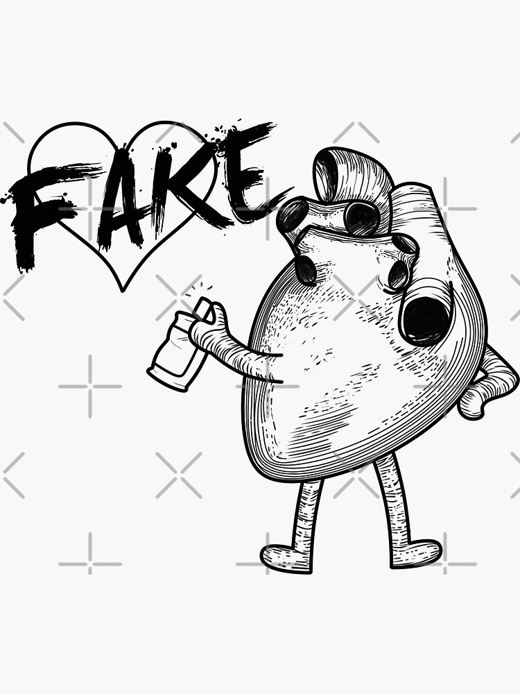 "Fake Heart" Sticker by FeijooS | Redbubble