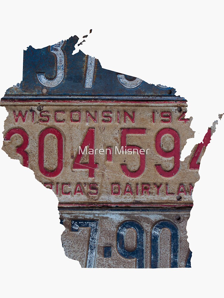 "Vintage Wisconsin License Plates" Sticker by marenmisner | Redbubble