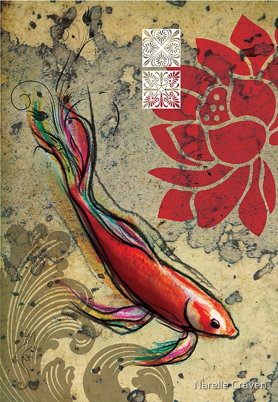 "The Lucky Fish- Mixed Media" by Narelle Craven | Redbubble