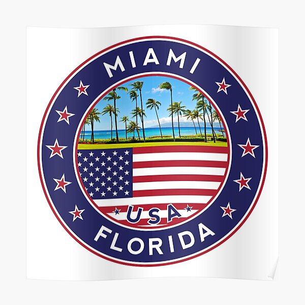 Póster «Miami, Florida, camiseta de Miami, etiqueta de Miami, cartel de ...