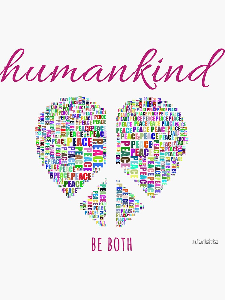 "Heart Peace Sign Sticker Choose Kind Humankind Be Both Sticker ...