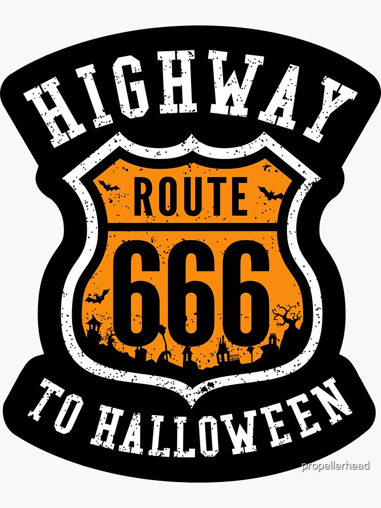 "Route 666 Highway to Halloween Road Sign" Sticker by propellerhead ...