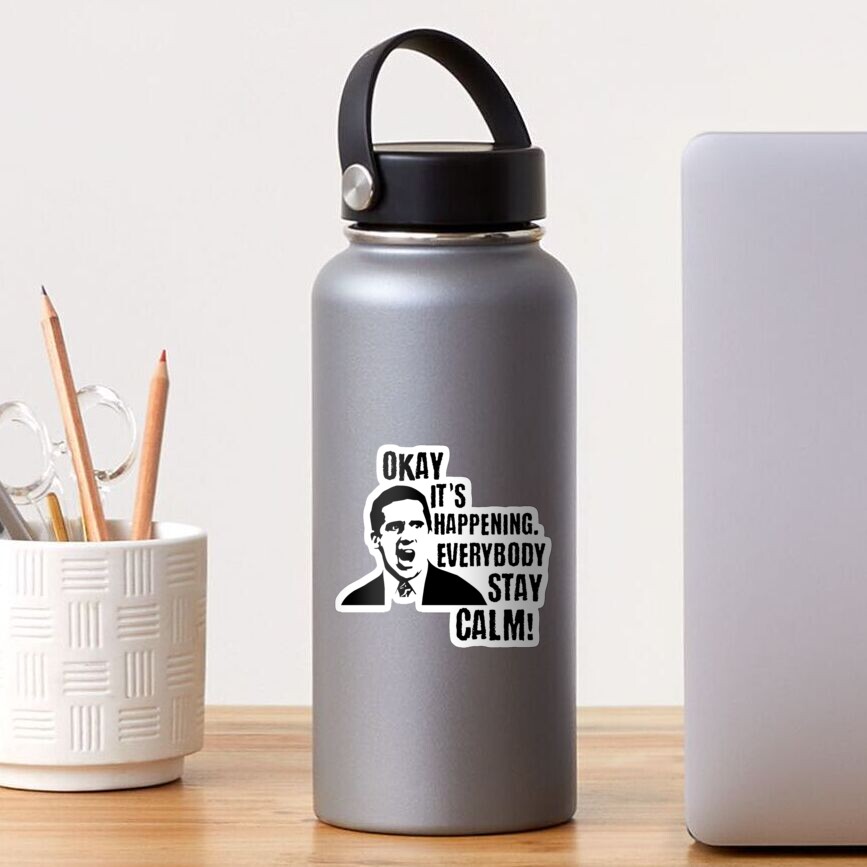 "Everybody Stay Calm - Michael Scott" Sticker for Sale by kalongraphics ...