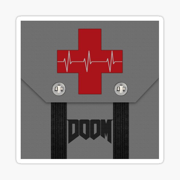 Pegatina «Doom Medikit primeros auxilios» de GoMerchBubble | Redbubble