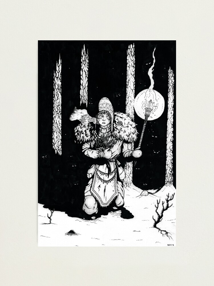 "Fantasy horror ink artwork - black and white drawing" Photographic ...