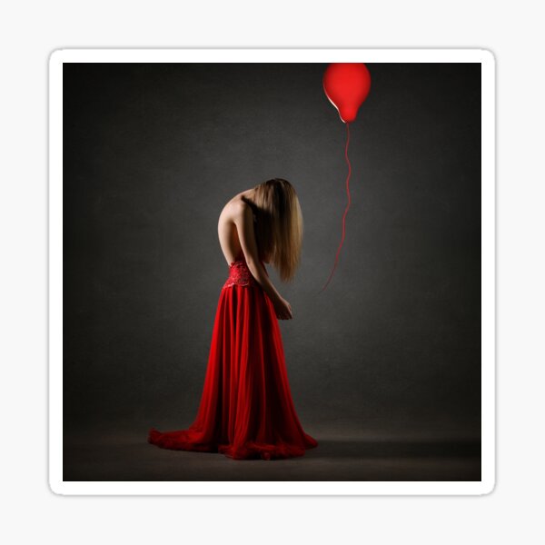 "Sad woman in red" Sticker by johanswanepoel | Redbubble