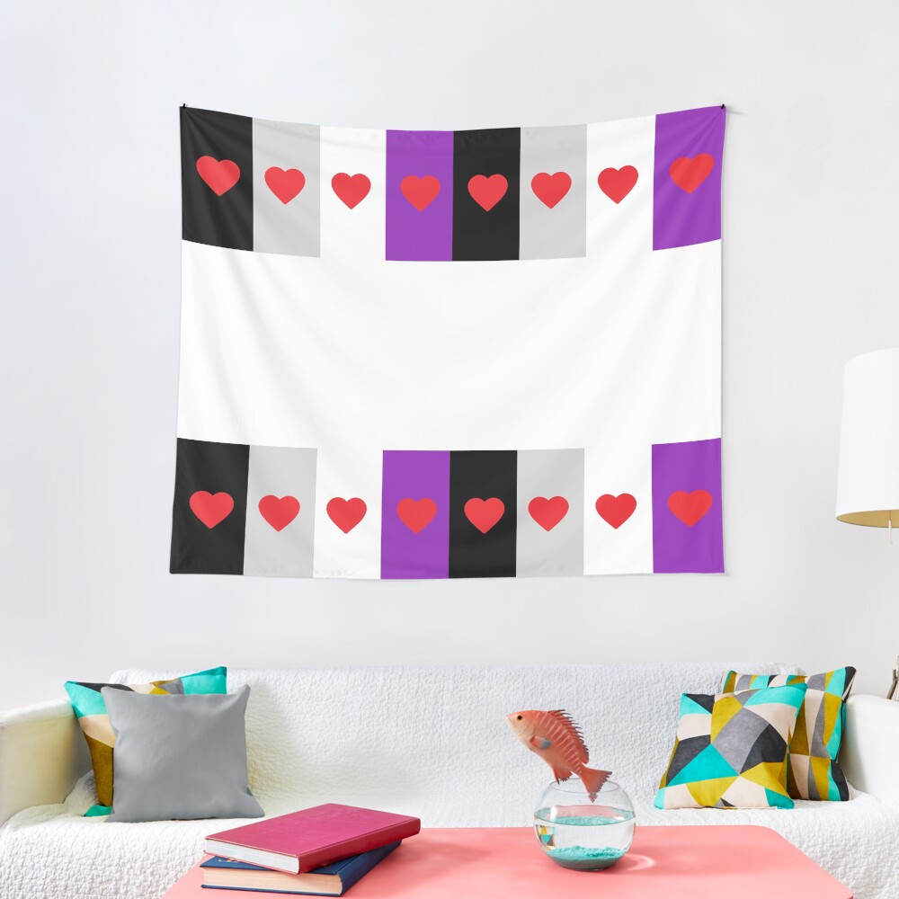 "HETEROROMANTIC LOVE HEARTS ASEXUAL FLAG ASEXUAL T-SHIRT" Tapestry by ...